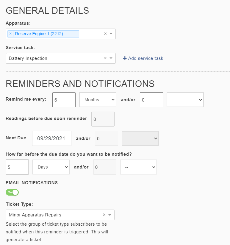 Service Reminders