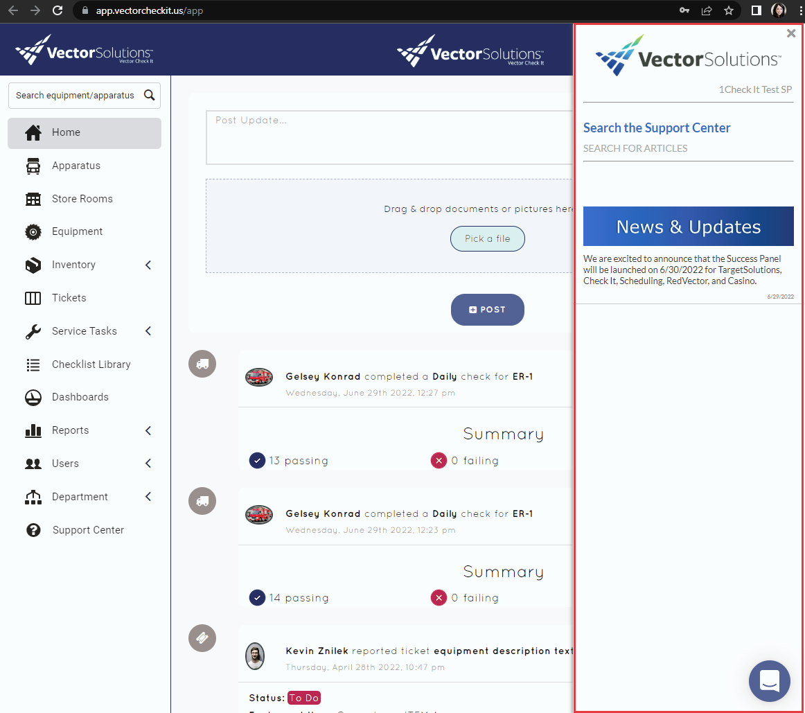 Introducing Vector Solutions Success Panel for Check-it