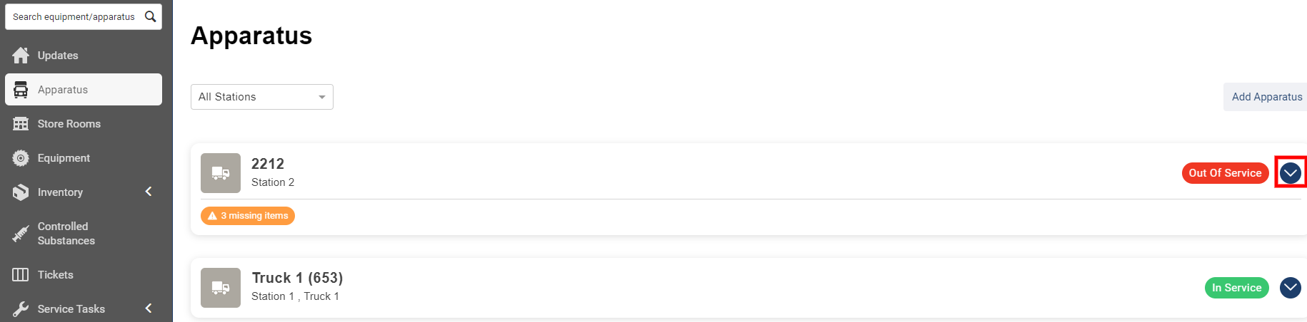 Changing An Apparatus Service Status