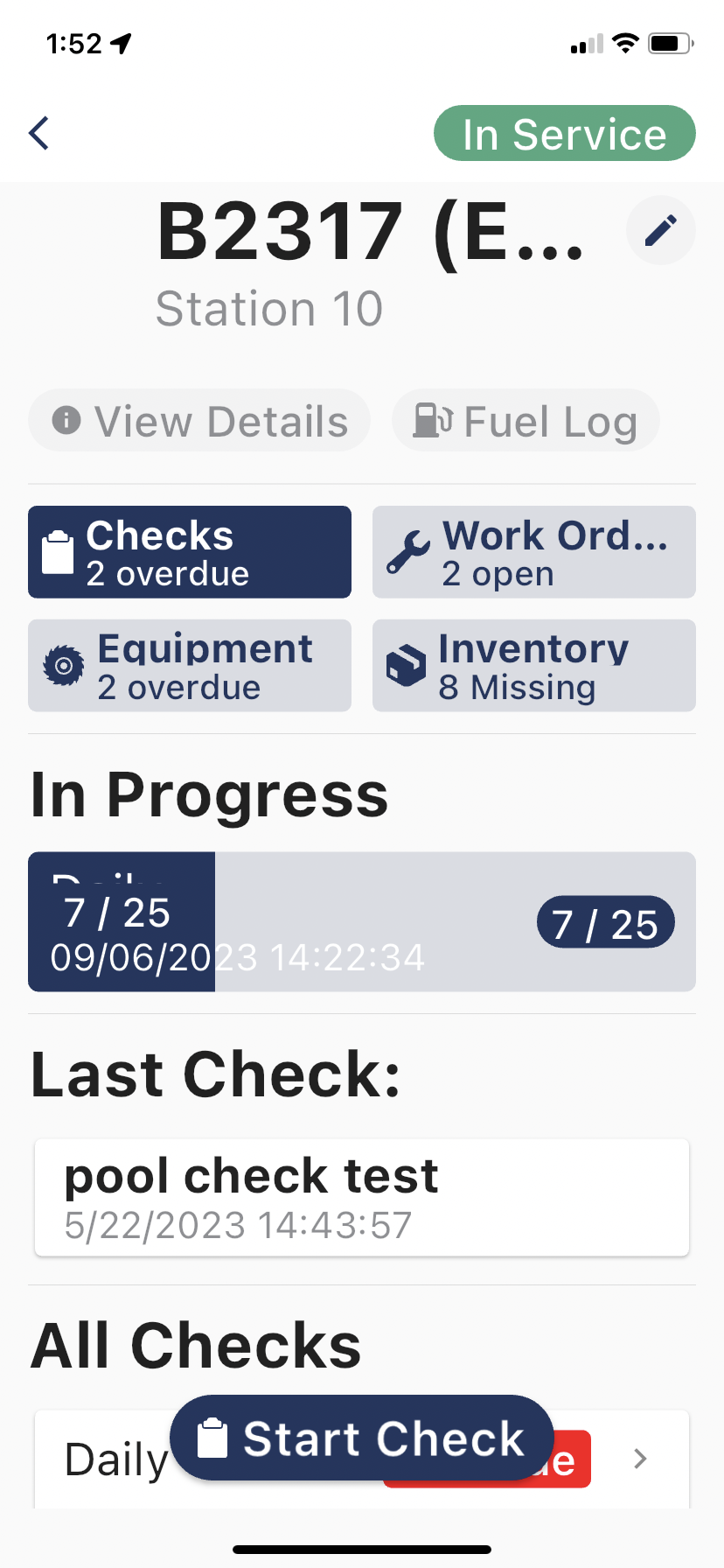 Changing An Apparatus Service Status